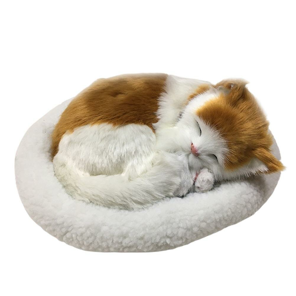 Реалистичная игрушка для спящего кота, дышащая кошка, мягкая кукла с ковриком, плюшевые игрушки для детей, домашнее украшение