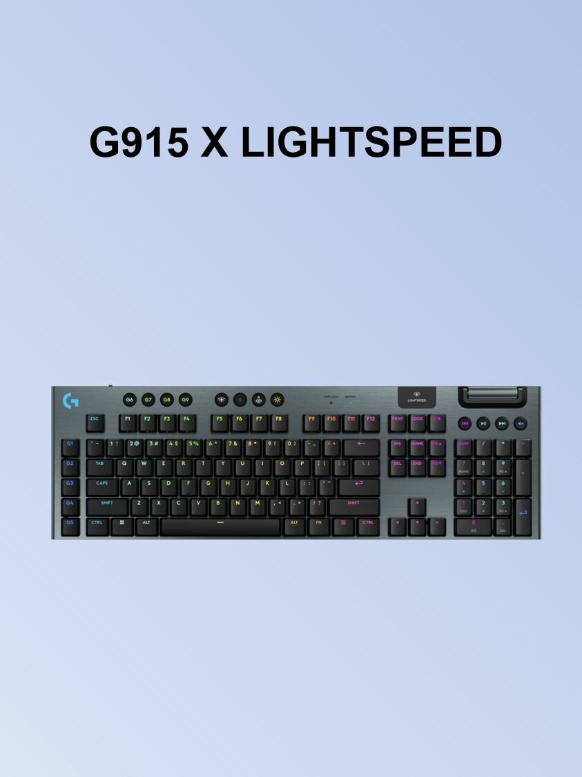 Игровая клавиатура Logitech G915 X LIGHTSPEED, беспроводная, механическая, PBT, GL Clicky Blue