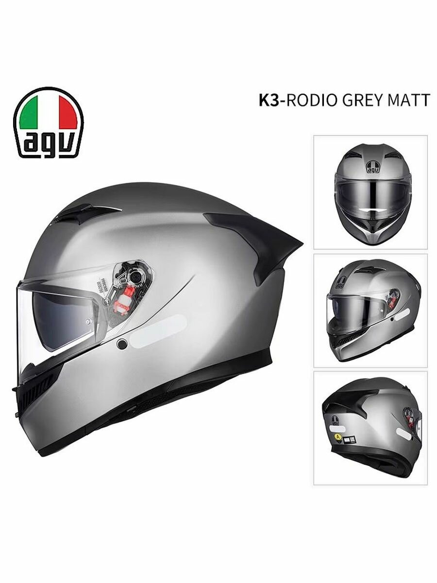 Мотоциклетный шлем AGV K3, цвет: серый, размер: XL