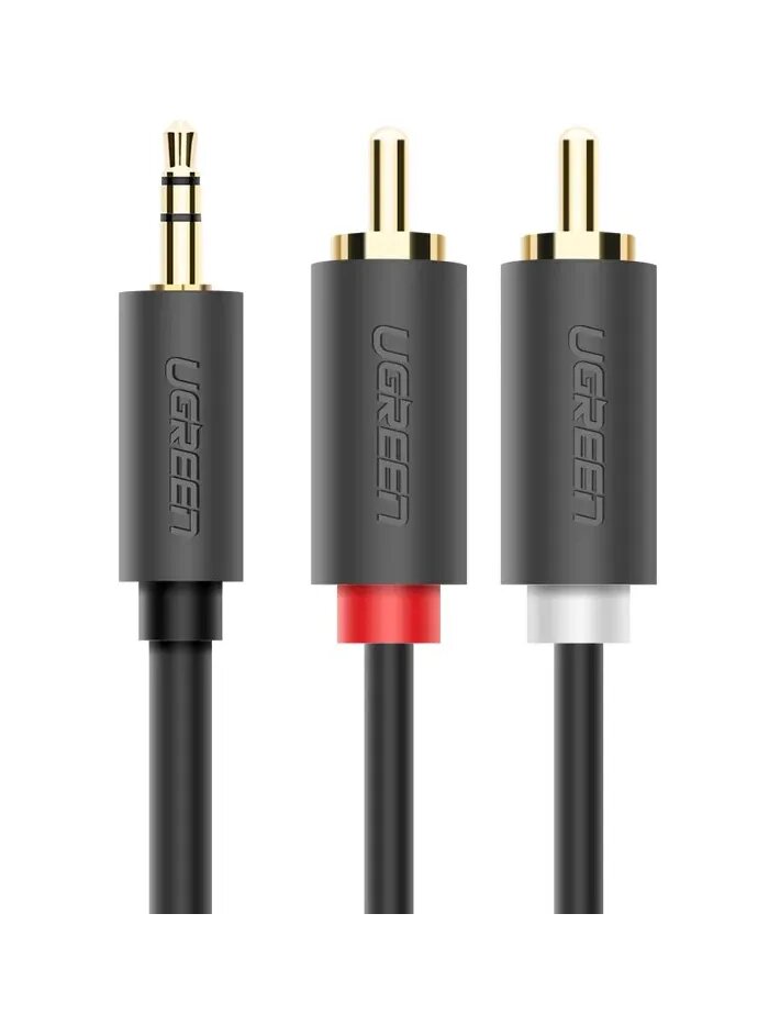 Кабель аудио UGREEN AV102 10513_ 3.5mm Male to 2 RCA Male Audio Cable, длина: 5м, цвет: серый