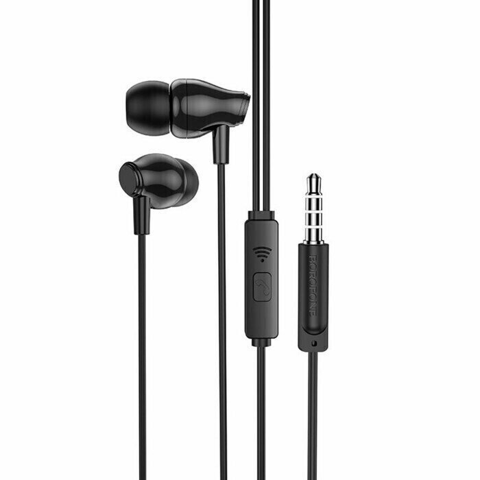 !09 Набор 2 штуки - Наушники Borofone BM61 Wanderer, вакуумные, микрофон, Jack 3.5 мм, кабель 1.2 м, чёрные