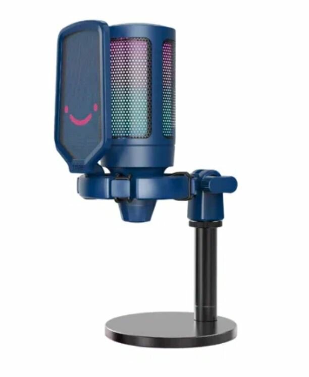 Микрофон проводной Fifine A6, разъем: USB Type-C, синий, настольный