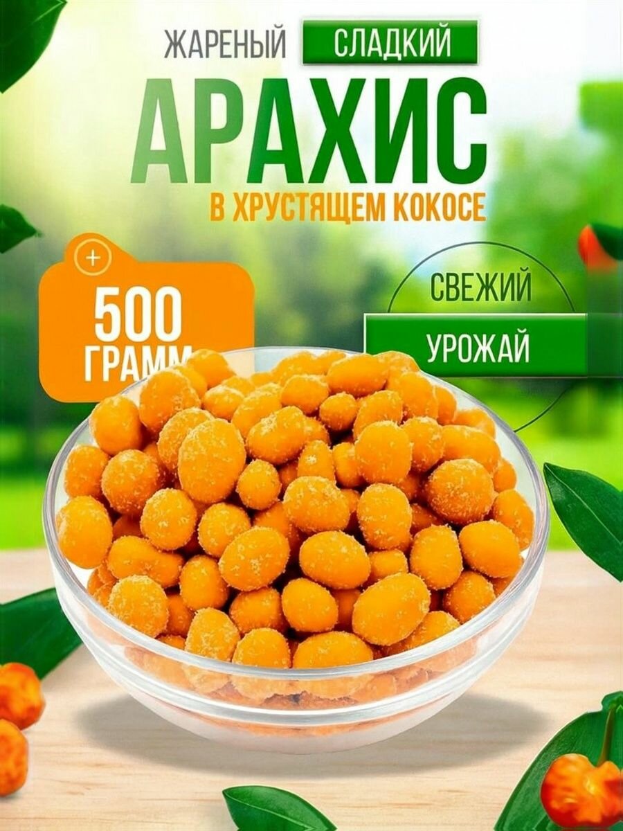 Арахис NewSS, в кокосовой глазури и кокосовом соке, жареный, без консервантов, 500 гр