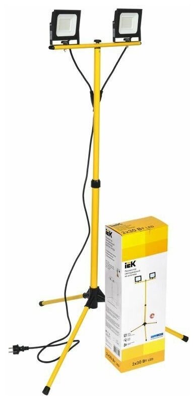 Прожектор светодиодный СДО 06-2х30Ш 6500К IP65 штатив черн. IEK LPDO606-2X030-65-K02