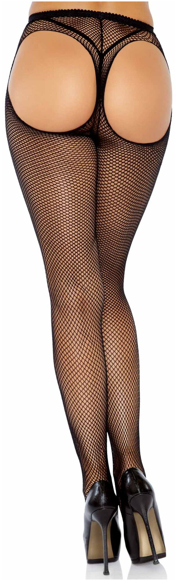 Ажурные колготки в сетку свырезом сзади от Leg Avenue, красные, OS