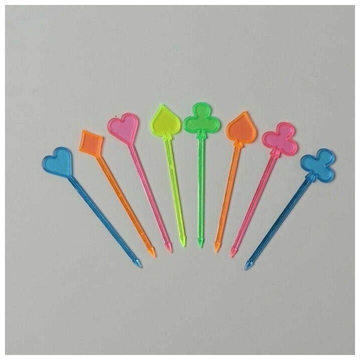 Шпажки для канапе "Вилка", набор 50 шт, цвета микс