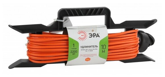 Удлинитель-шнур на рамке 1х10м без заземл. 10А IP44 ПВС 2х1 | код Б0043039 | Эра (3шт. в упак.)