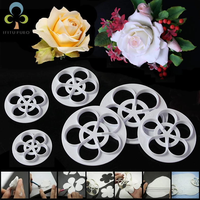 Набор/6 шт, плунжеры в форме лепестков розы, резаки.