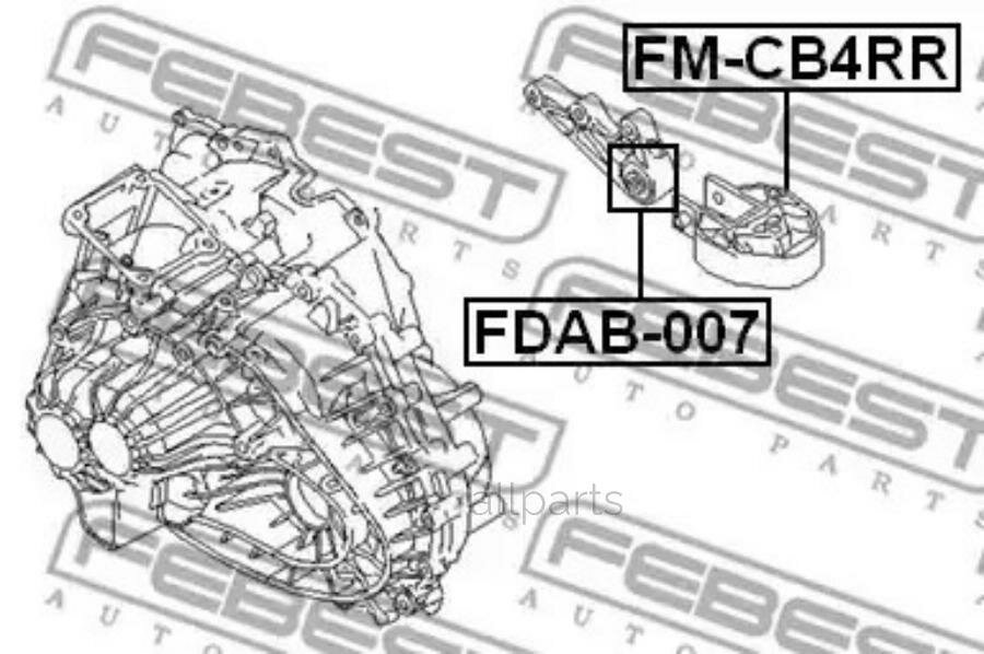 FEBEST FMCB4RR подушка АКПП! задняя\ Ford Focus/C-Max 1.6TDCI/1.8TDCi 03>
