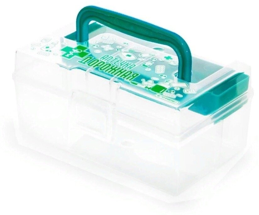 Контейнер для хранения Полимербыт Аптечка дорожная с вкладышем, полипропилен, прозрачный, 170×108×78мм / контейнеры для аптечки