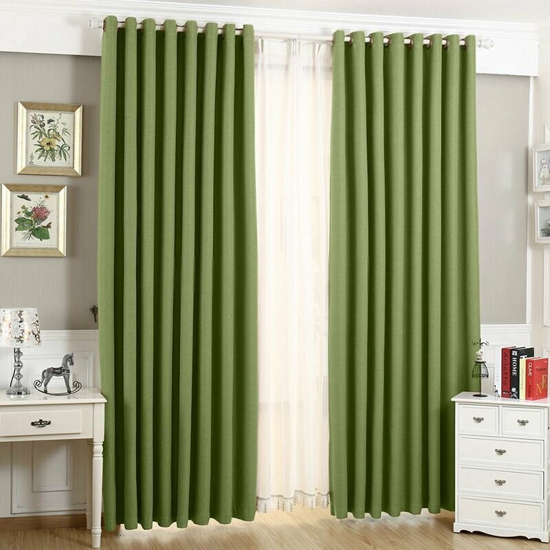 Шторы блэкаут на люверсах - 2шт. (шир. 150 см.*выс. 240см) зеленые Цена за 2 шторы БК-Л-1