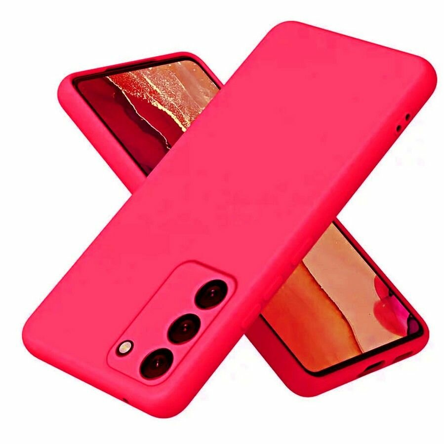 Силиконовая накладка Silky soft-touch для Samsung S23 ярко-розовый