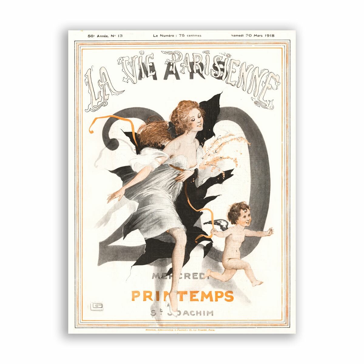 Постер на бумаге в стиле Пин-ап / La Vie Parisienne - Mercredi Printemps St. Joachim / Размер 30 x 40 см