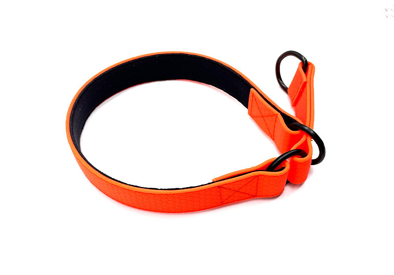 Ошейник полуудавка из биотана гриппи с подкладкой из неопрена оранжевый шир.25 мм размер L (45-50 см)