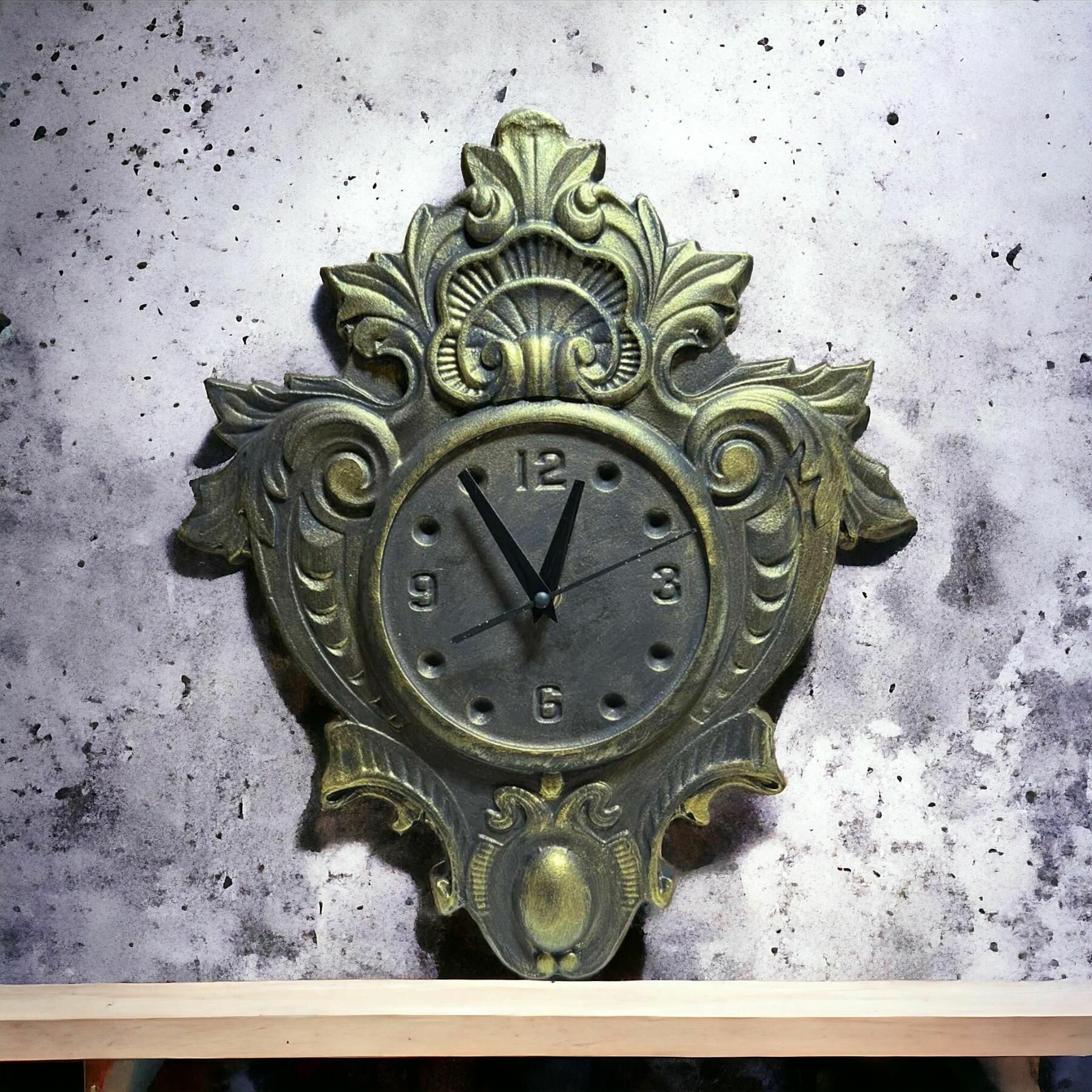 Большие настенные часы Scagliola Гипс, ручная работа. Декор для дома, офиса, сувенир для интерьера, бизнеса. Скульптор, лепка из гипса.