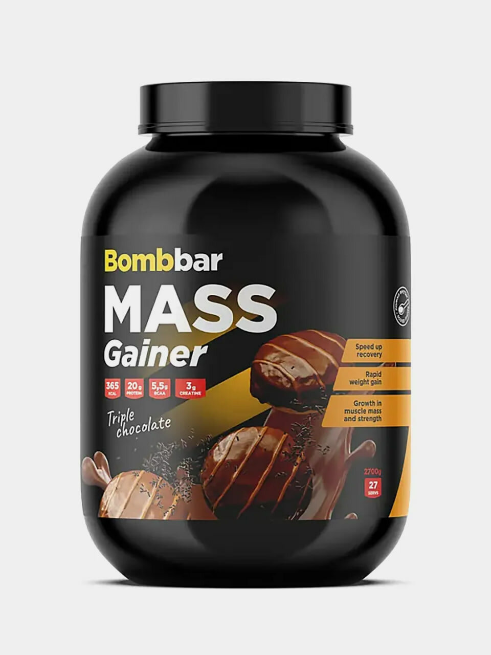 Bombbar Mass GAINER 2700 gr, 27 порции(й), тройной шоколад