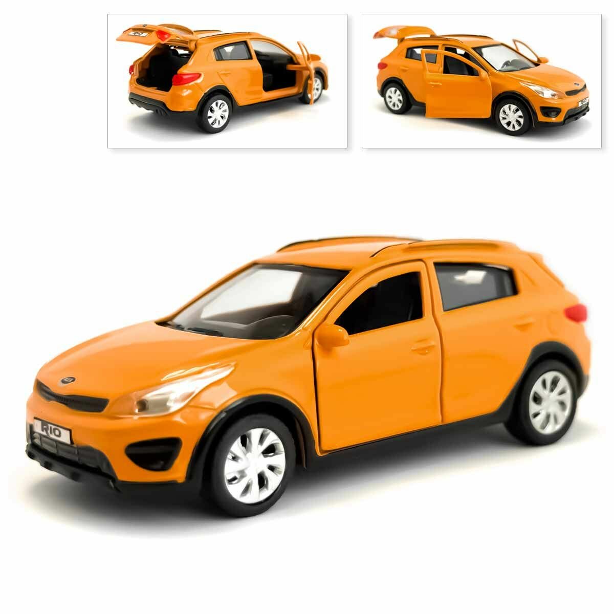 Машинка Kia Rio X, коллекционная, металлическая, оранжевый, Технопарк, 12 см
