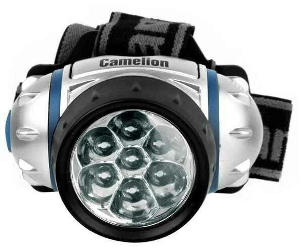 Налобный фонарь Camelion LED5318-7Mx, 18лм, IPX4, серебряный, с батарейками