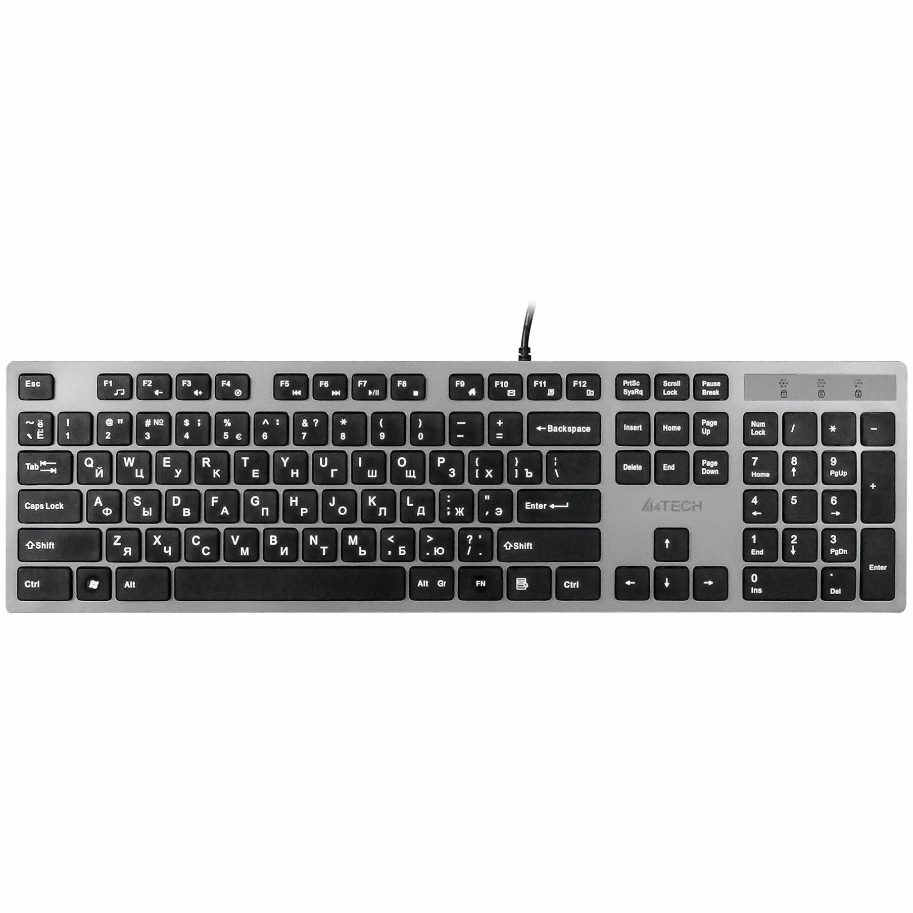 Клавиатура A4Tech "KV-300H", 104кн, с разветвителем USB2.0, черно-серый (USB) (ret)