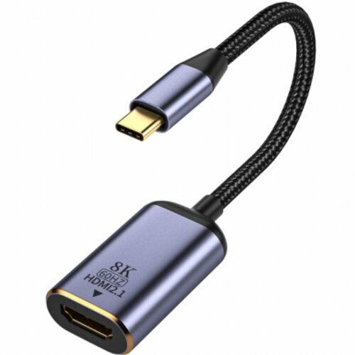 Видео адаптер USB-C-HDMI M/F KS-773 USB3.1 8K60Гц внешняя видеокарта для ТВ или проектора - кабель 0.1м чёрно-фиолетовый