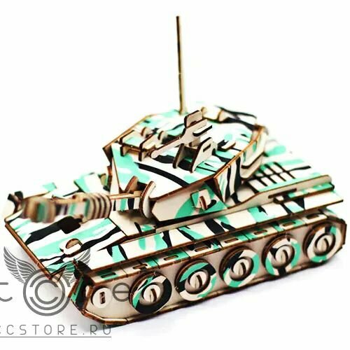Деревянный конструктор Танк Зеленый