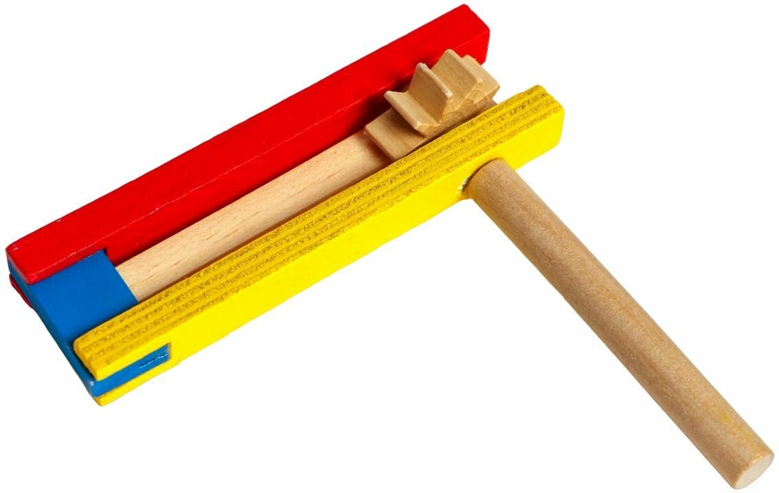 Детская музыкальная игрушка "Трещотка" деревянная, круговая, размер 2,5 х 10,5 х 11,5 см, русский народный инструмент