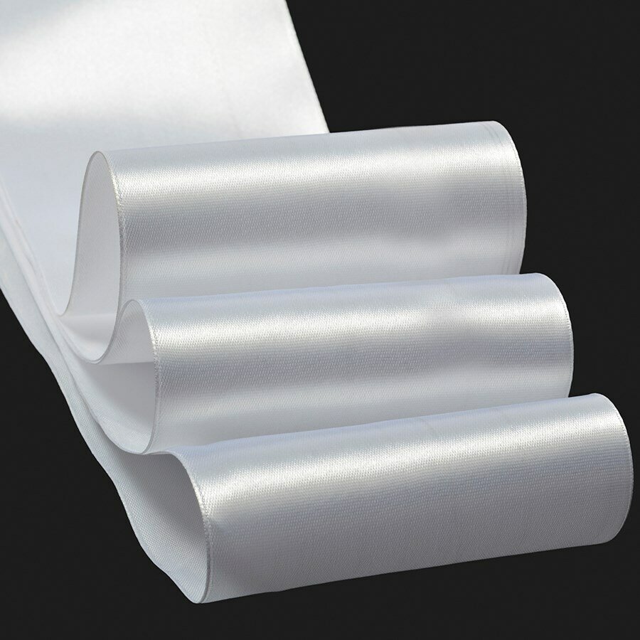 Лента атласная 10 см (100мм) цв. белый упак.27,4 м