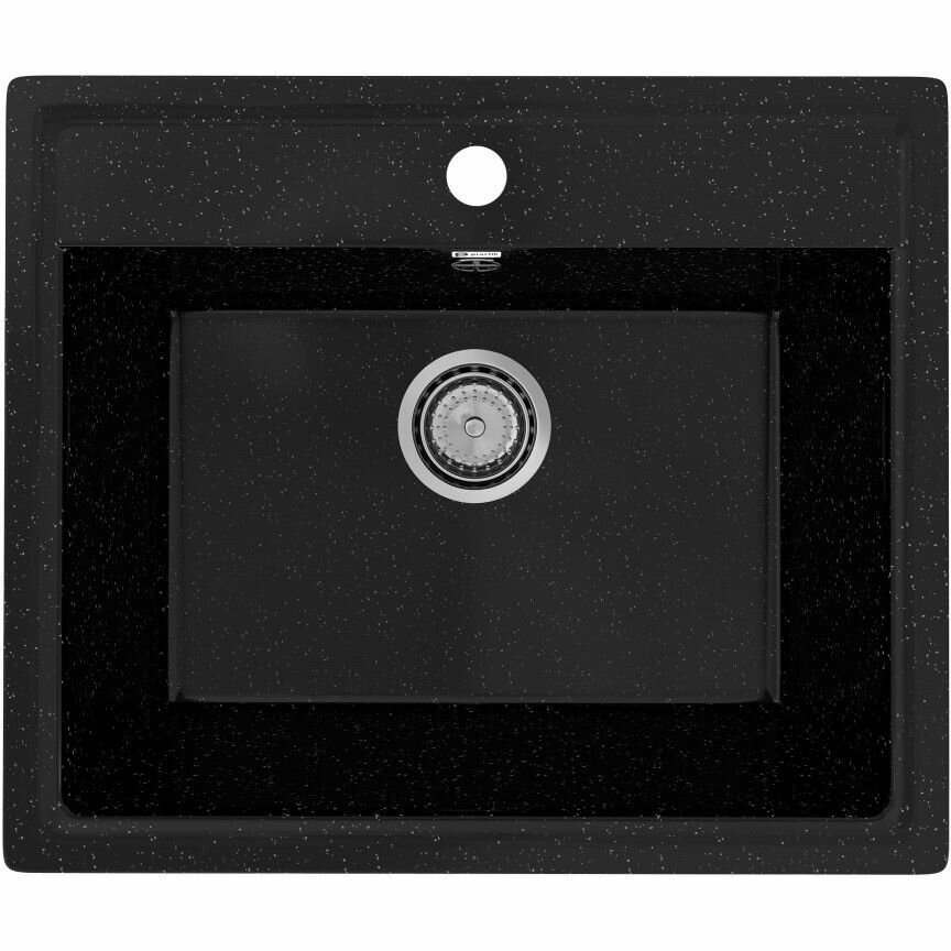 Мойка кухонная Practik (Практик) из искусственного камня прямоугольная без сифона PR-M-565, цвет: черный оникс, база: 54х47 см, арт. PR-M-565-004