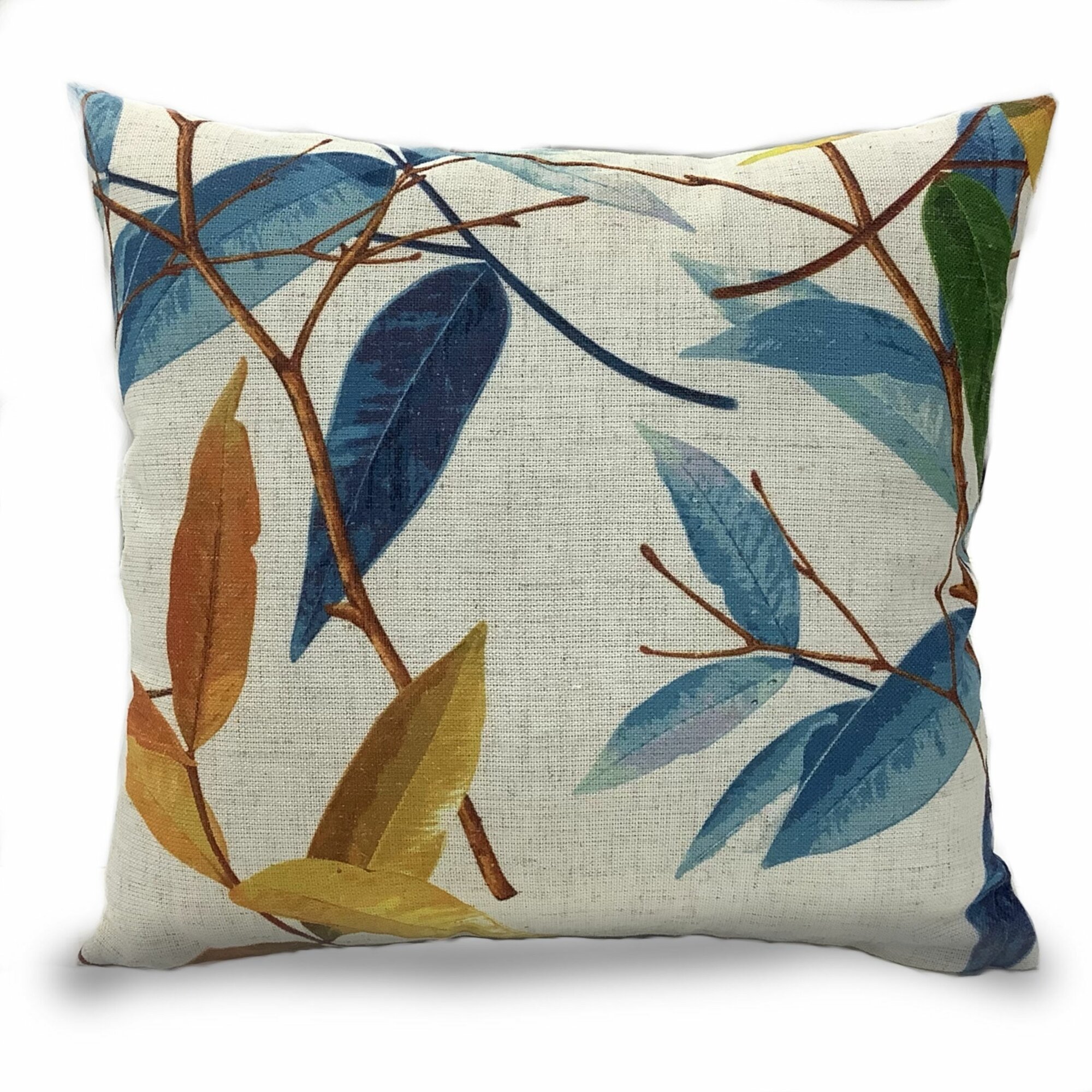 Подушка Листья сине-желтые, VINTASHTORY, 40*40 см