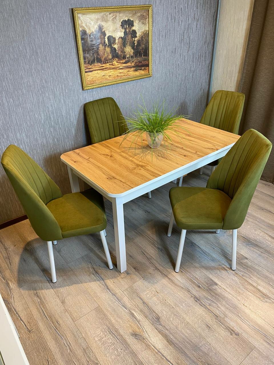 Обеденная группа Три Бобра макси Дуб Вотан / Чикаго, олива, велюр