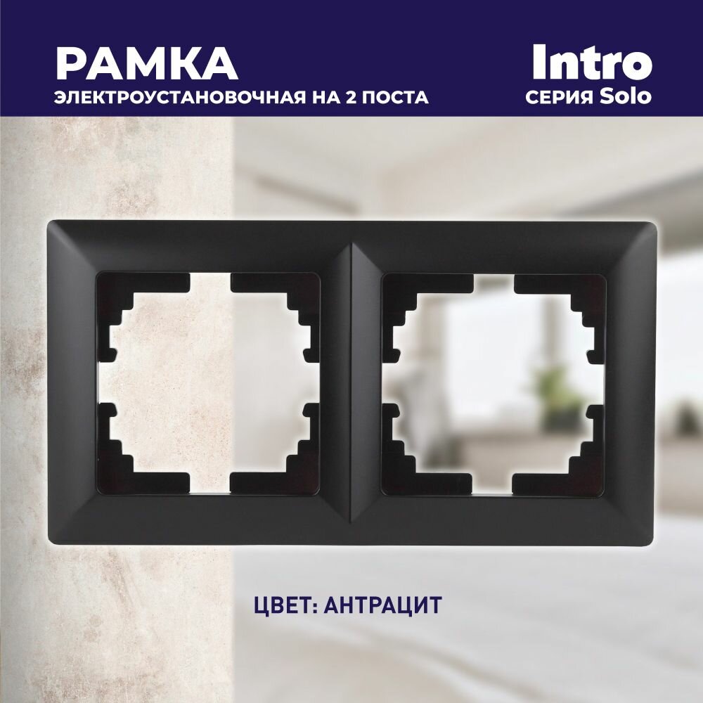 Рамка для розеток и выключателей на 2 поста Intro Solo 4-502-05 черный