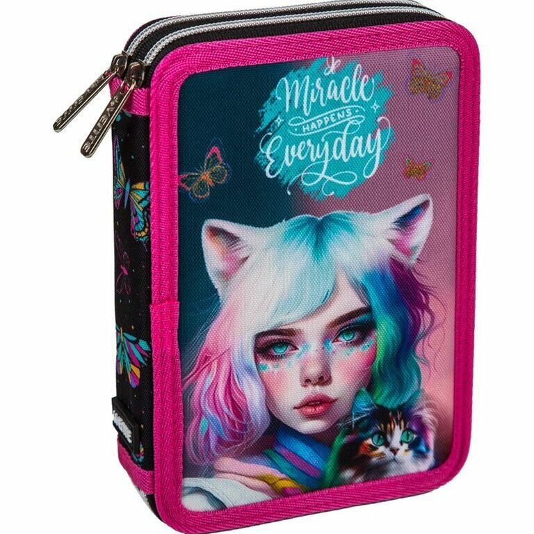 Пенал 2секц. д/дев. 210*140 "deVENTE. Miracle" для 44 предметов, плотный текстиль на молнии