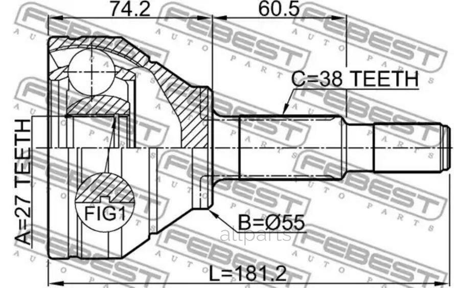 FEBEST 2110-EXPAWD ШРУС наружный 27x55x38 FORD EXPLORER TUB 2011-2013 FEBEST 2110-EXPAWD