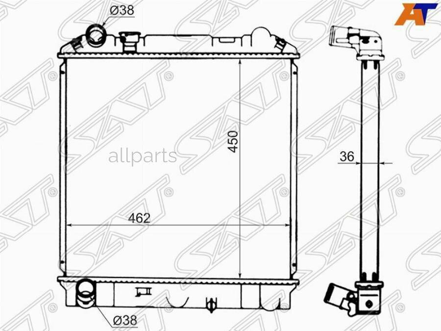 SAT IS0002-4 Радиатор Isuzu ELF NPR\NQR 93-06 / Nissan Atlas F 92-02