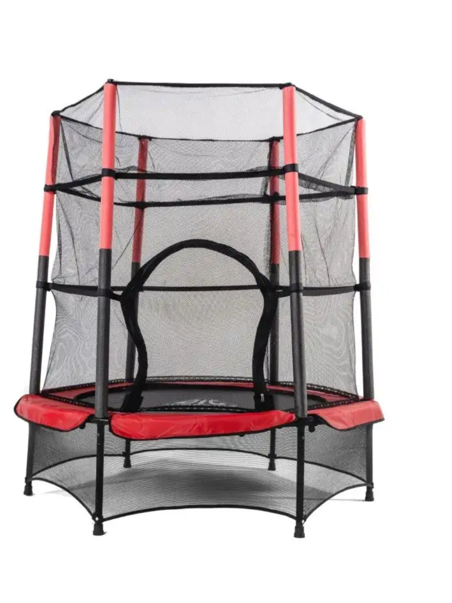 Батут с защитной сеткой DFC Jump Kids 55 - 137 см (55INCH-JD-RG) красно-серый А