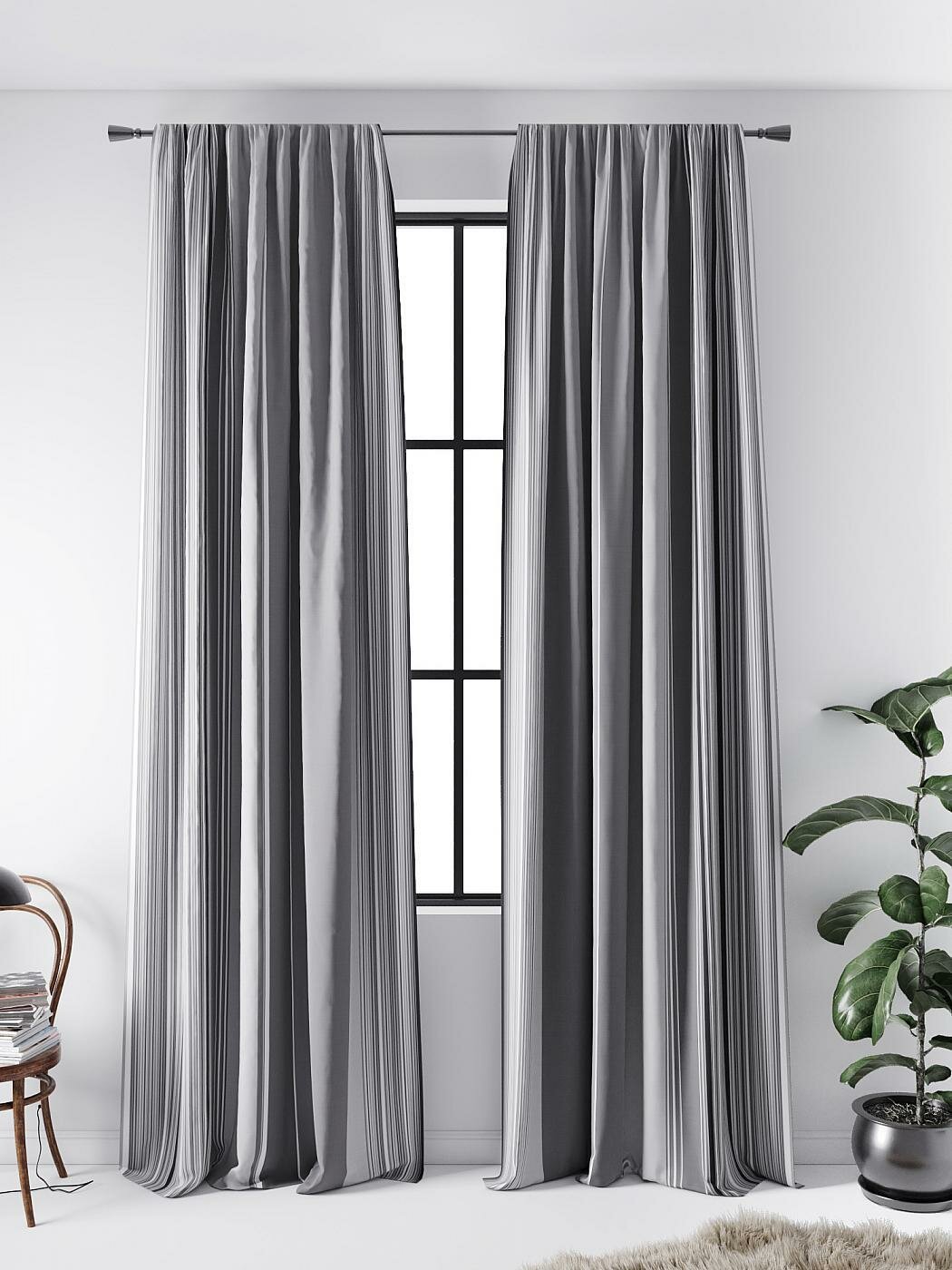 Комплекты штор AT HOME Фертианис высота 290 см, ширина 150 см, крепление - шторная лента, Белый