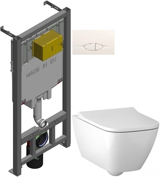 Комплект подвесной унитаз Geberit Smyle Square 500.683.00.2 + система инсталляции Jacob Delafon E29025-NF + E29026-01R