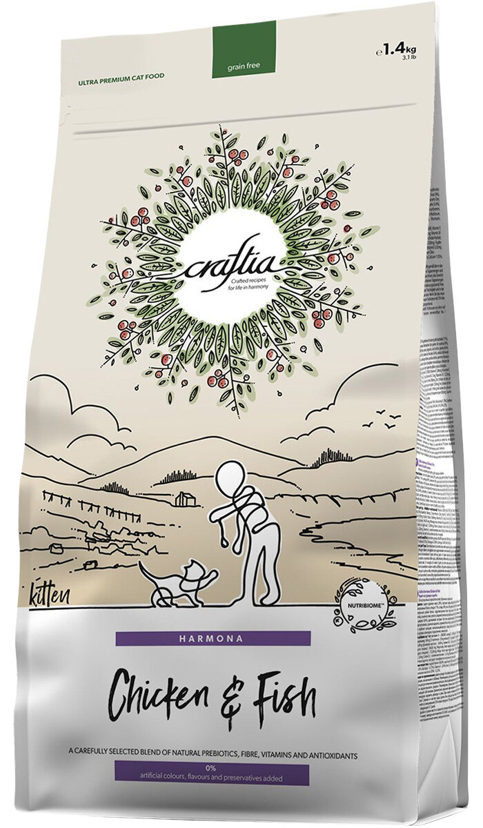 CRAFTIA HARMONA GRAIN FREE KITTEN CHICKEN & FISH беззерновой для котят с курицей и рыбой (1,4 кг)
