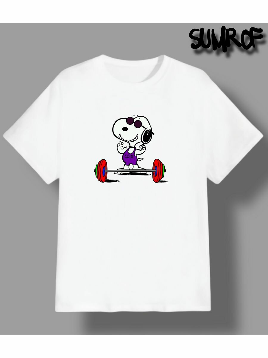 Футболка тяжелая атлетика снупи