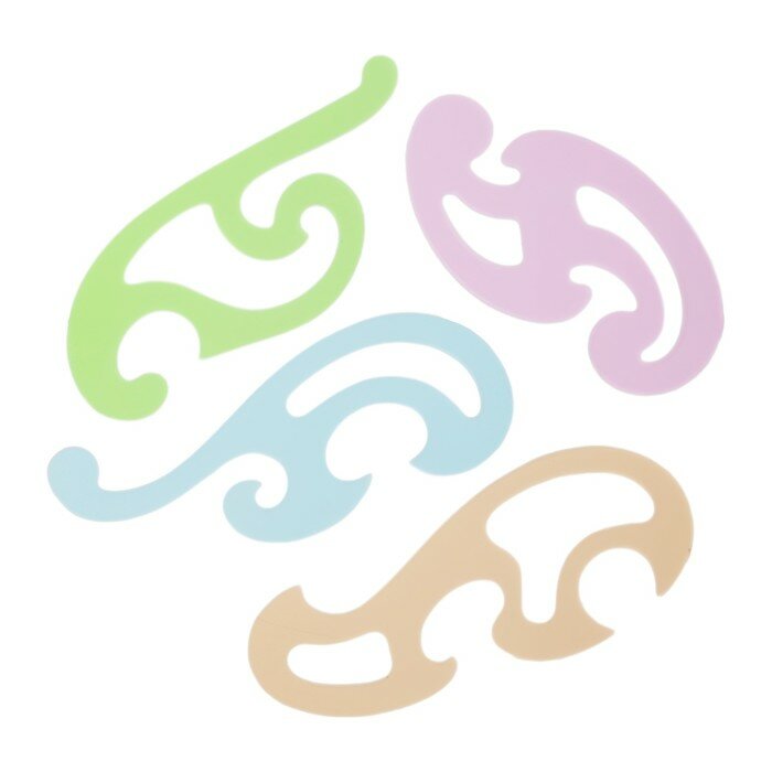 Набор лекал 4 шт. Calligrata, прозрачные, цветные, 10345243