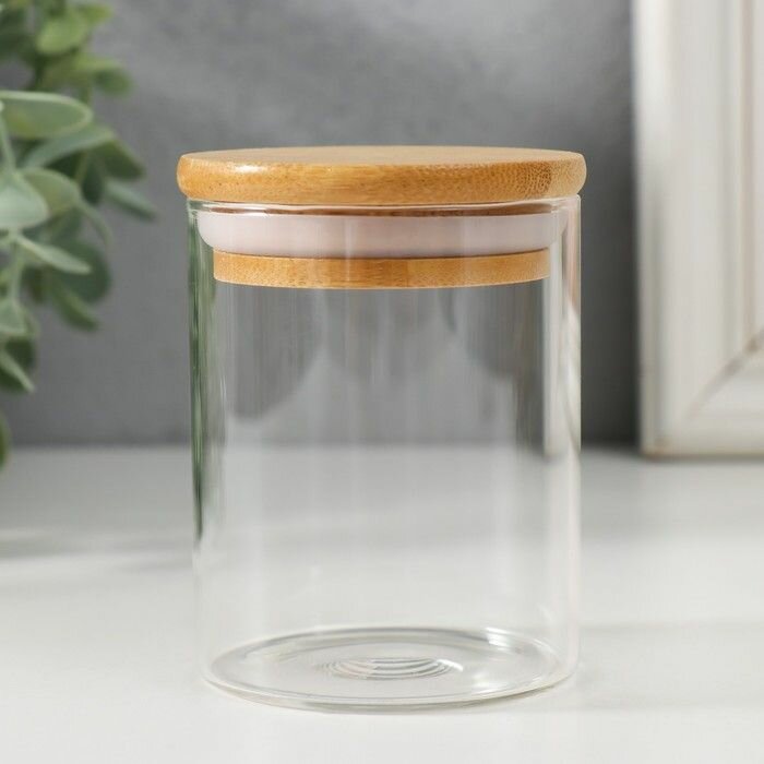 Банка для свечей КНР "Цилиндр" стекло, с крышкой, прозрачная, 200 мл, 6,5х6,5х8 см