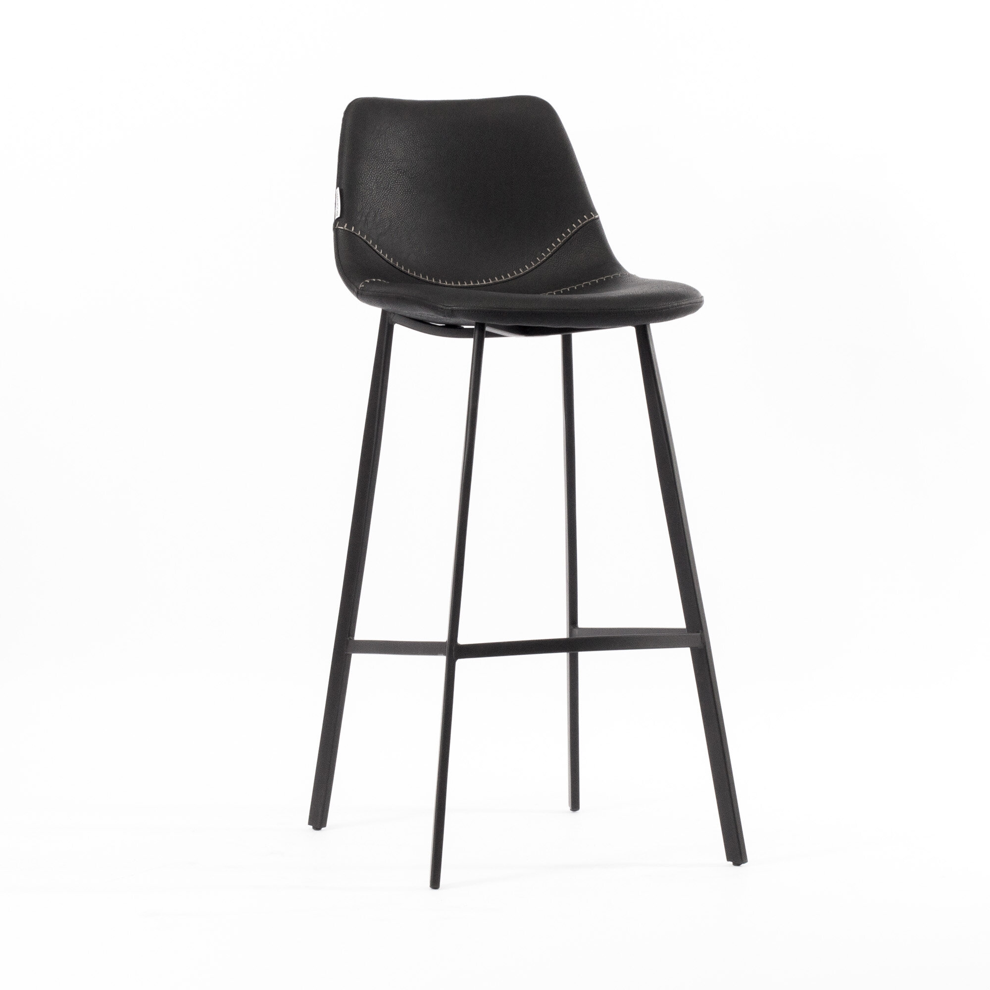 Стул барный Бормио черная экокожа ножки черные для дома/для гостиной/для столовой/для кафе/кухонный стул/стул кухонный