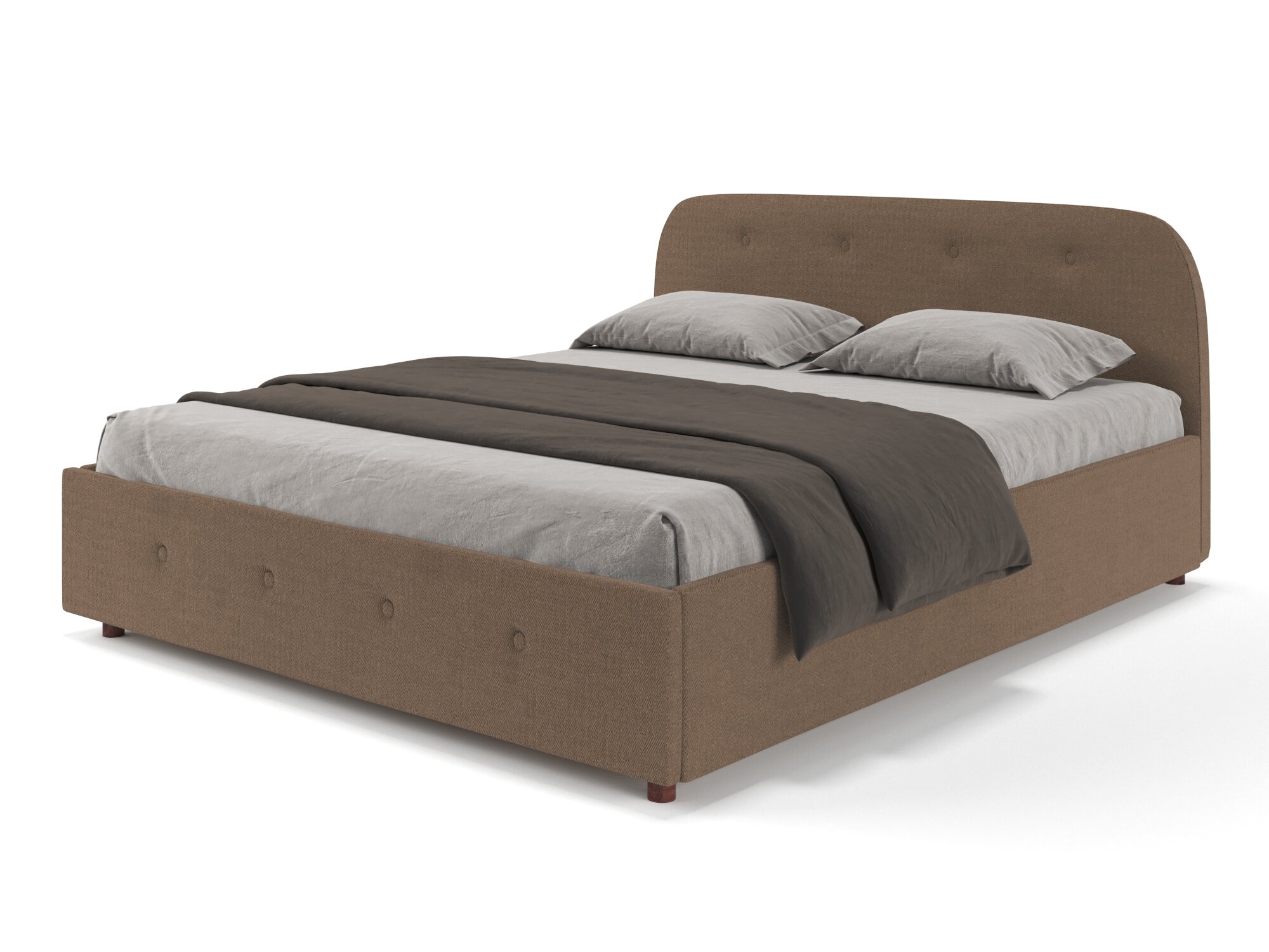 Двуспальная кровать Soft Element Эльба 160х200 Brown, с подъемным механизмом, с ящиками, рогожка, коричневый