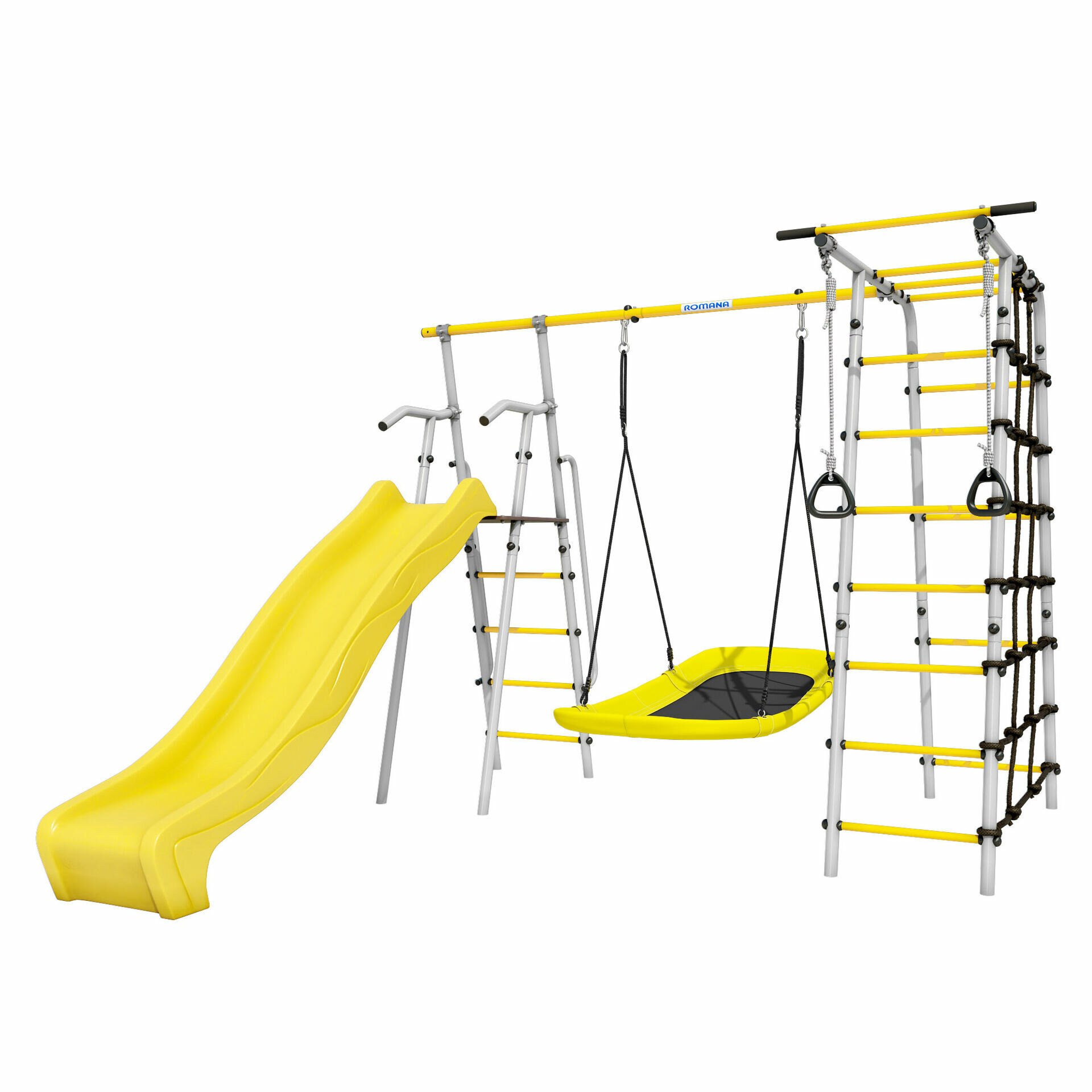Спортивно-игровой комплекс Romana "Богатырь MAX", качели лодка 103.07.07, серый/жёлтый