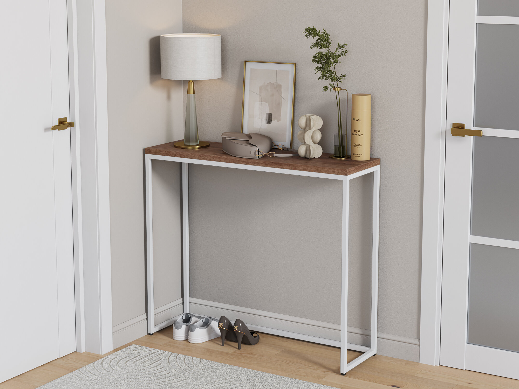 Консоль Айсберг Лофт Белый/дуб крафт табак