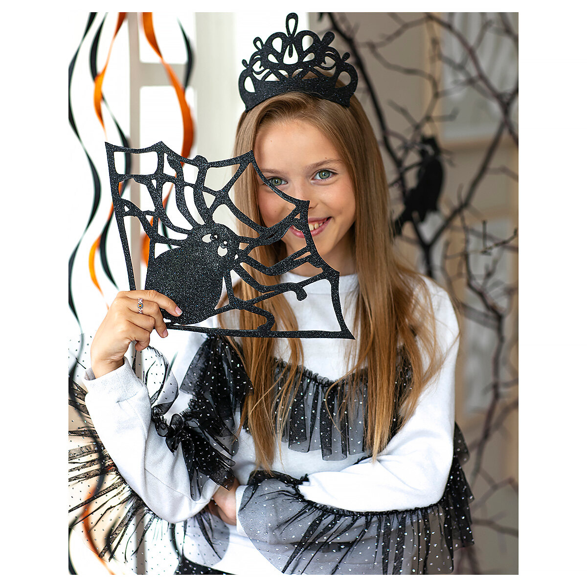 Фигурки вырубные Паук чёрный декоративные элементы для скрапбукинга и декора интерьера