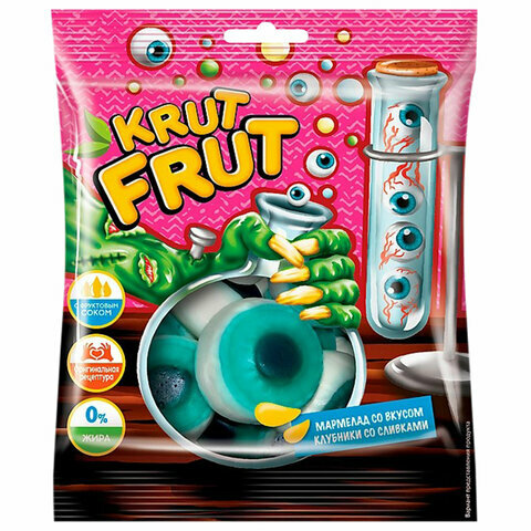 50 шт. Мармелад жевательный "Глаз" со вкусом клубники со сливками, 70 г, KRUTFRUT, РВМ580