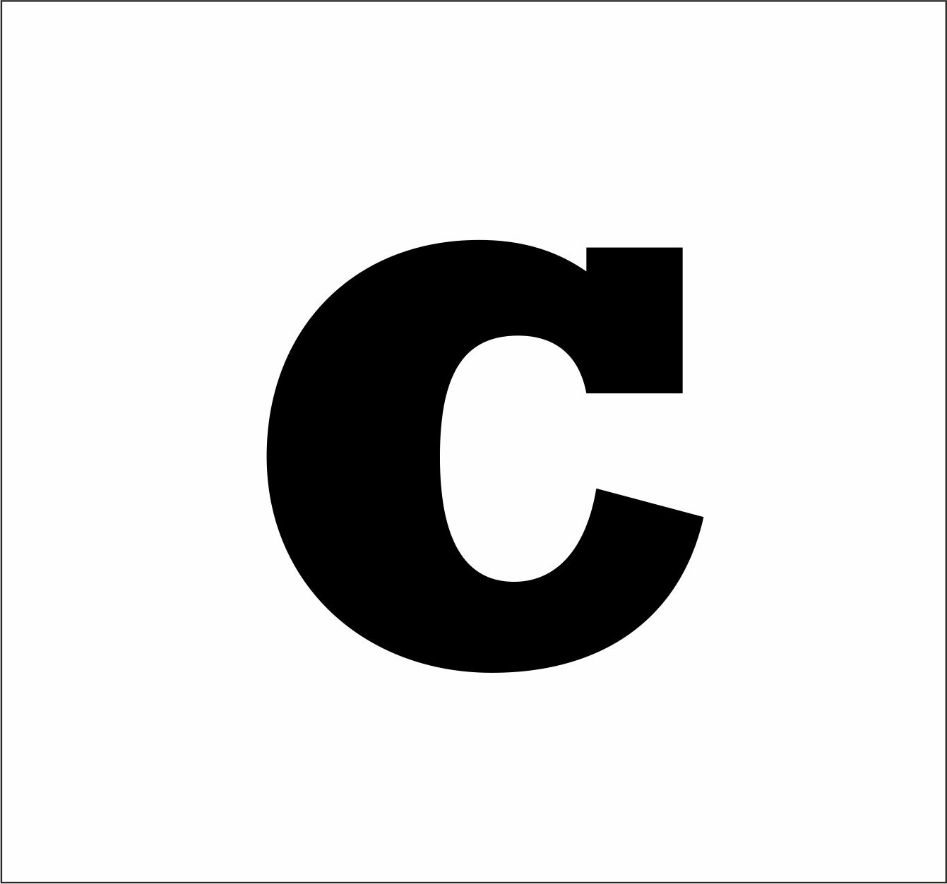 Буква С из акрила для вывесок 5 см / шрифт 6 черный