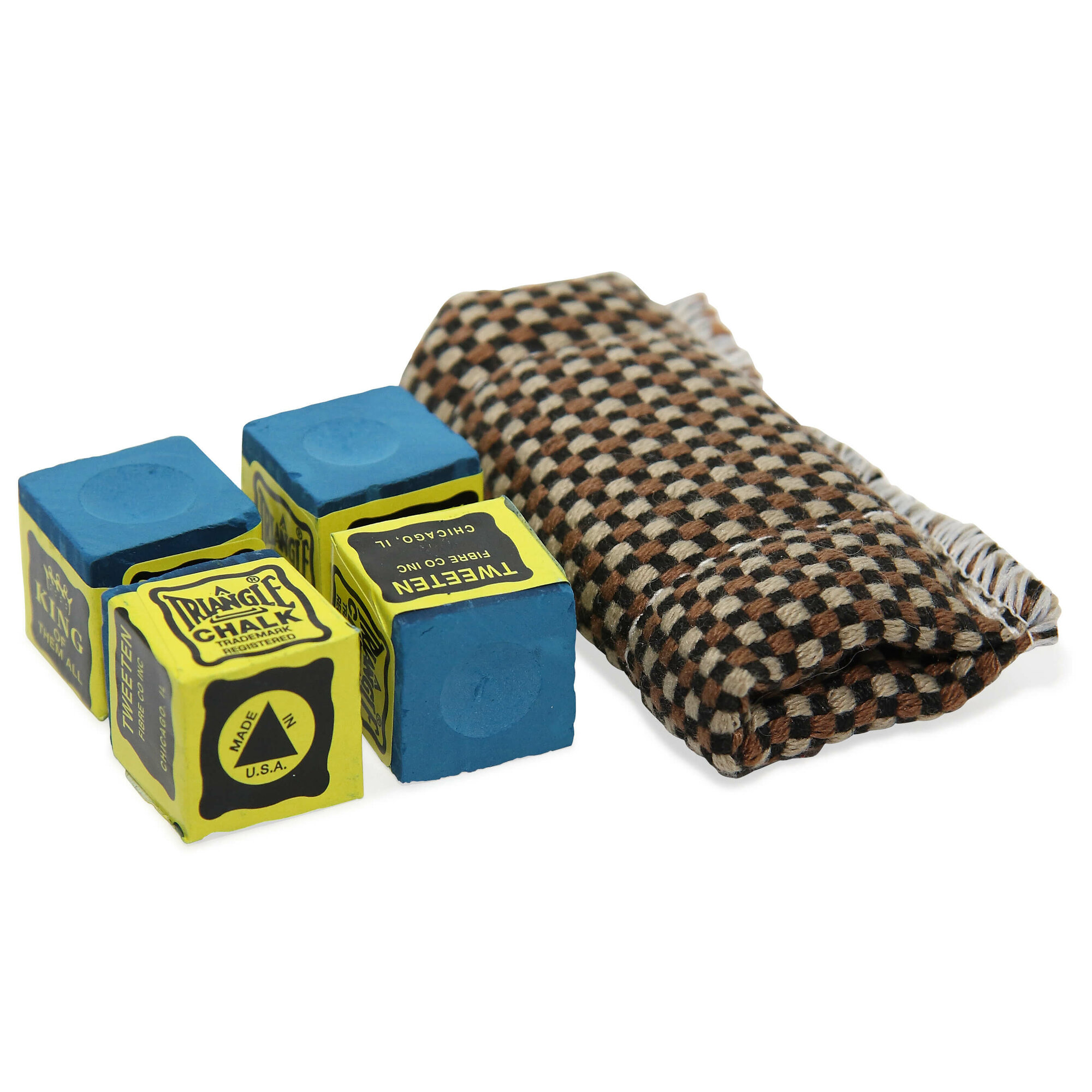 Набор из 4-х мелков для бильярда Tweeten Triangle и муфты для чистки и полировки бильярдного кия