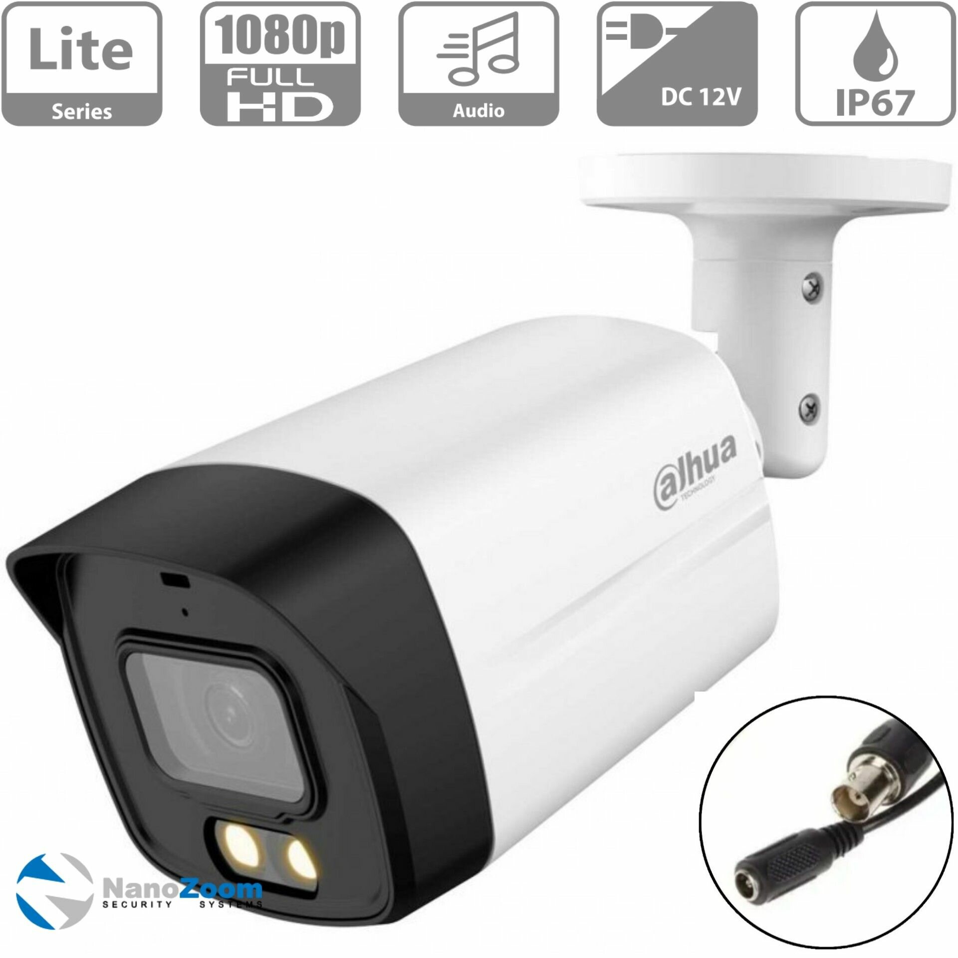 Dahua DH-HAC-HFW1239TLMP-A-LED-0280B-S3 2Мп 2,8 мм камера видеонаблюдения HDCVI уличная, аналоговая цилиндрическая HDCVI видеокамера для улицы с LED-подсветкой, 1920x1080 Full HD CMOS 1/2.8"